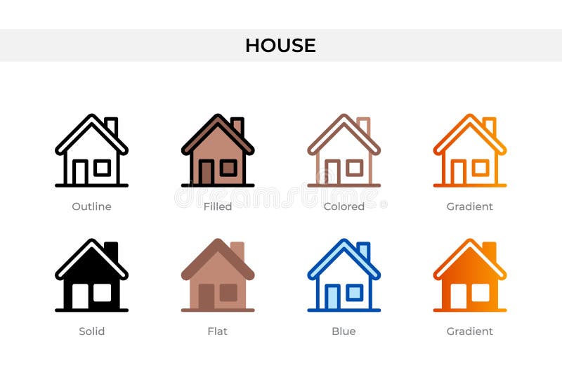 House Icon in Different Style. House Vector Icons Designed in Outline ...