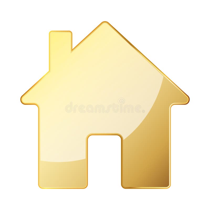 House Icon. Gold Building Icon. Vector Symbol of House Stock ...