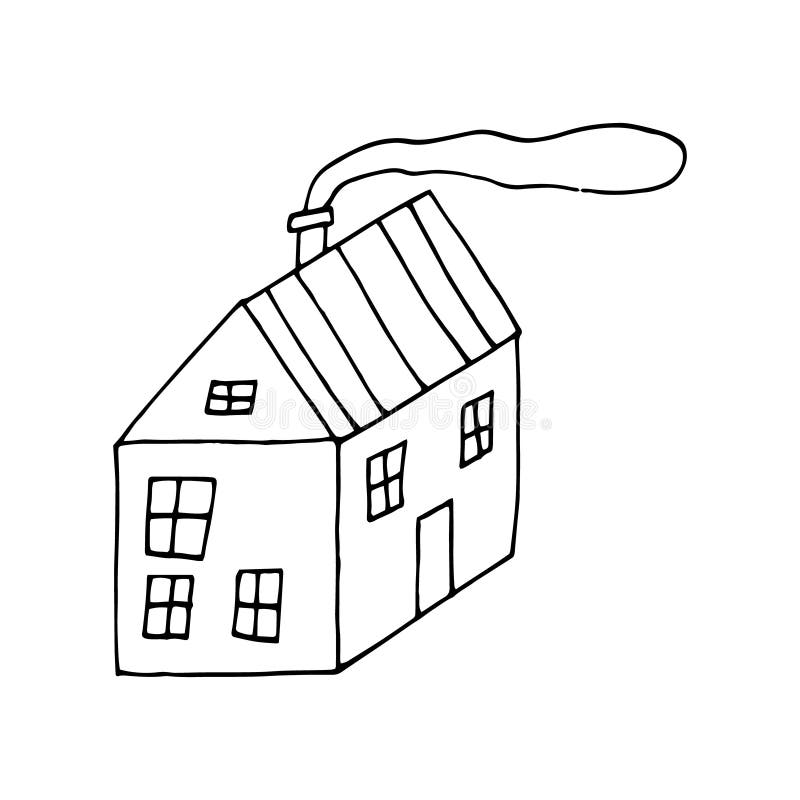 House Icon Hand Drawn in Doodle Line Art Style. Stock Vector ...