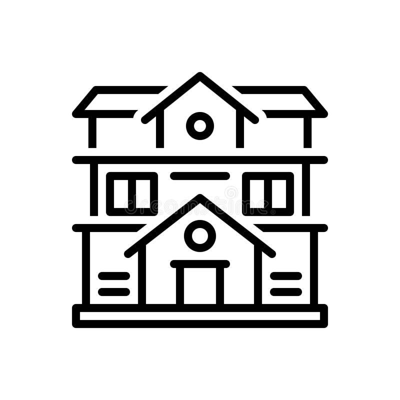 Black Line Icon for House, Residence and Building Stock Illustration ...