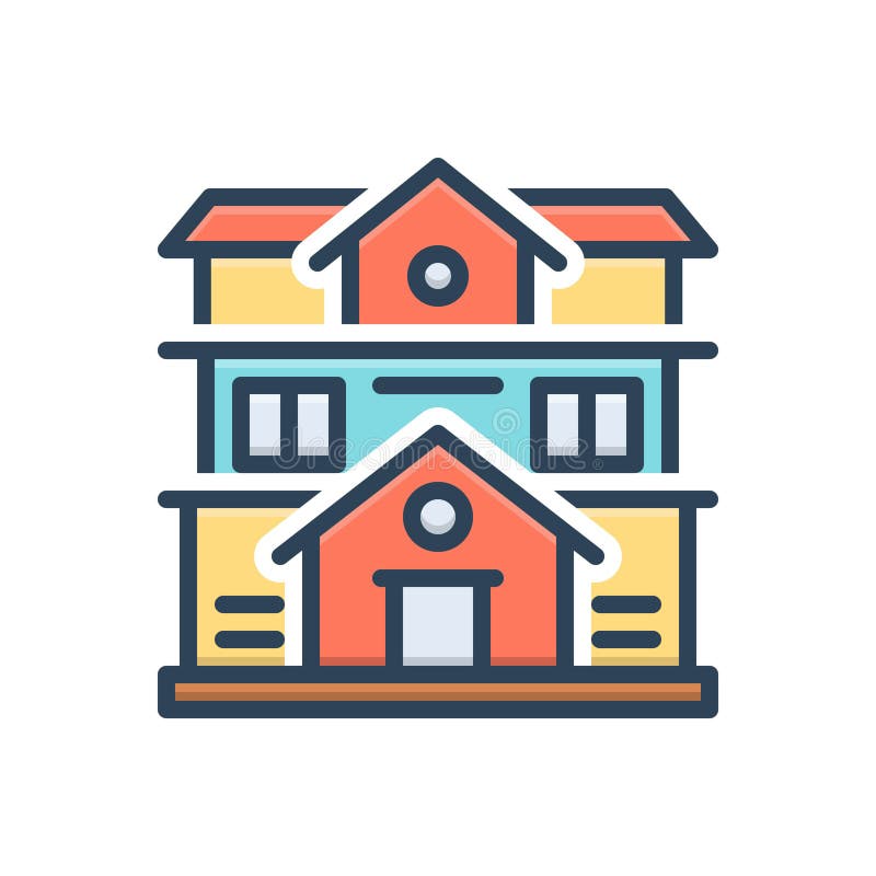 Color Illustration Icon for House, Residence and Estate Stock ...