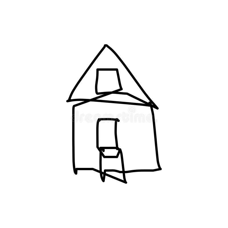 House Icon of Rough Line Art, One Line, Black 06 Stock Vector ...