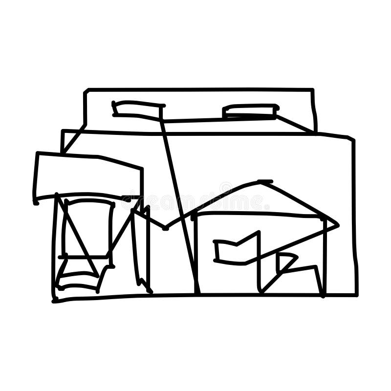 House Icon of Rough Line Art, One Line, Black 27 Stock Vector ...