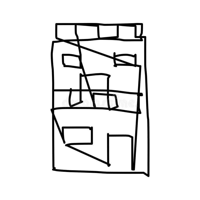 House Icon of Rough Line Art, One Line, Black 34 Stock Vector ...