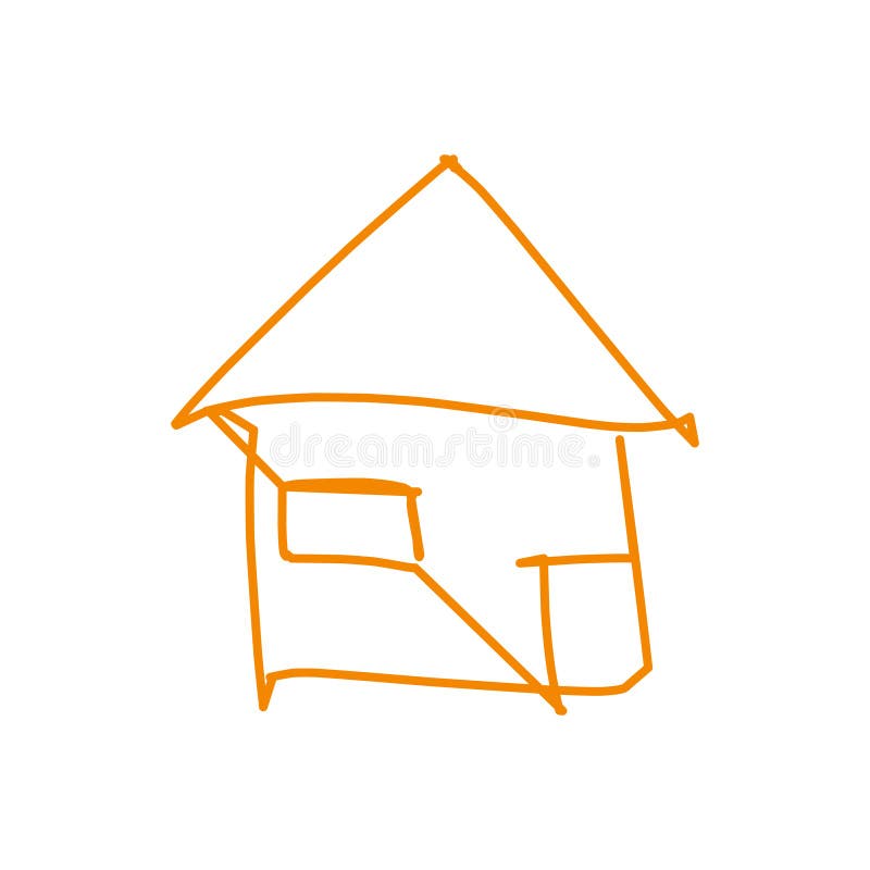 House Icon of Rough Line Art, One Line, Orange 01 Stock Vector ...