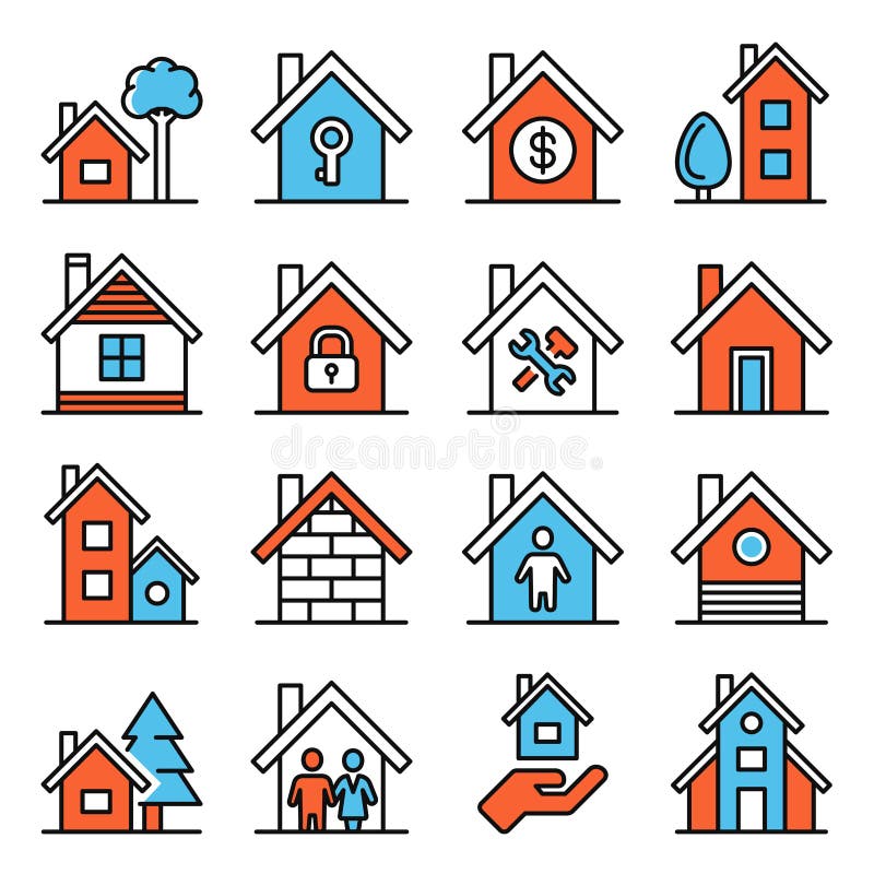 House Icon Set on White Background. Vector Stock Vector - Illustration ...
