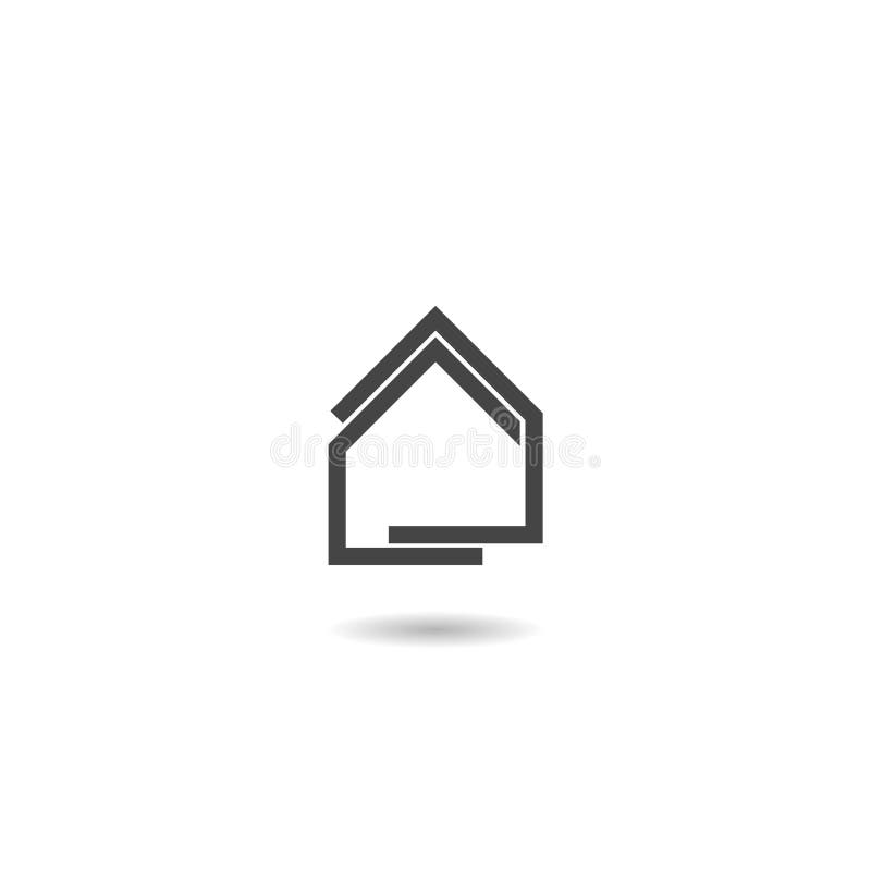 House Icon with Shadow Isolated on White Stock Vector - Illustration of ...