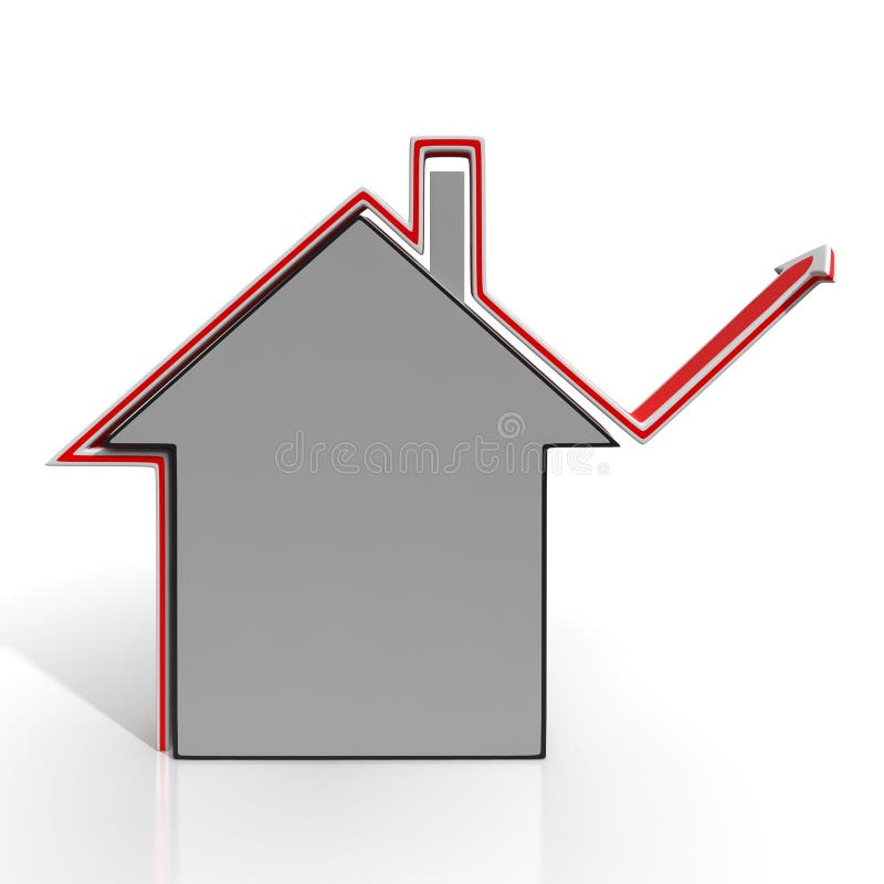 House Icon Shows Home Price Increase Stock Illustration - Illustration ...