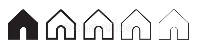 House Icons in Five Different Versions in a Flat Design Stock Vector ...