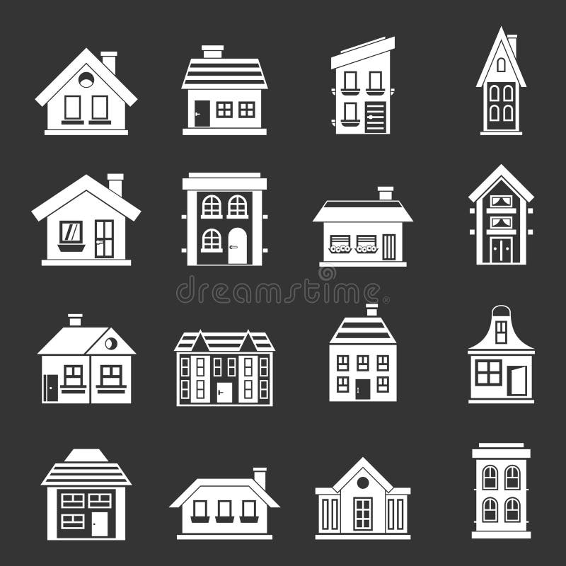 House Icons Set Grey Vector Stock Vector - Illustration of adorable ...