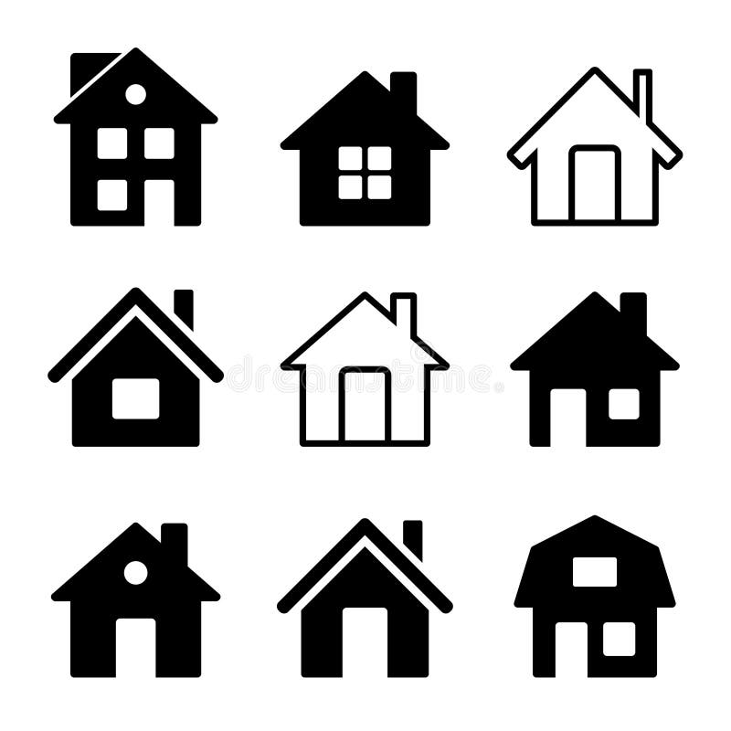 House icons set (VECTOR) stock vector. Illustration of silhouette ...
