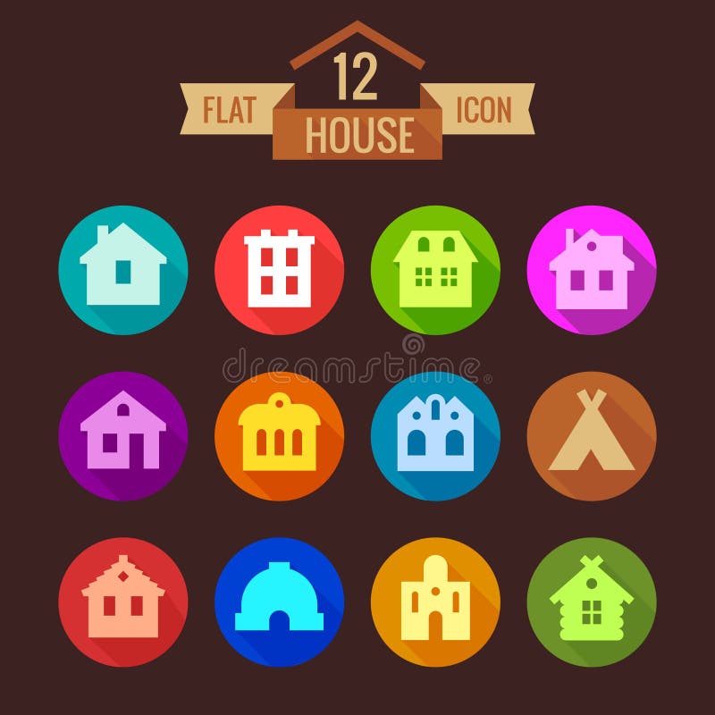 House Icons. Vector Flat Illustration Stock Vector - Illustration of ...
