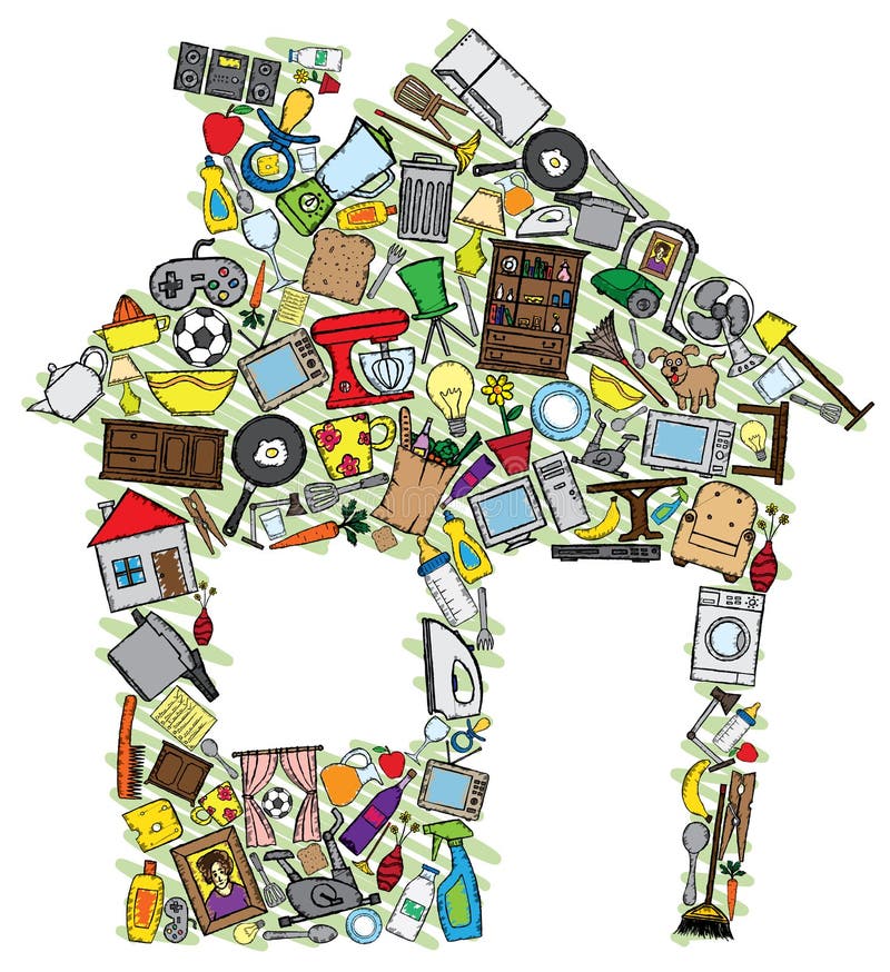 Home stuff stock vector. Illustration of contour, cute - 32122717