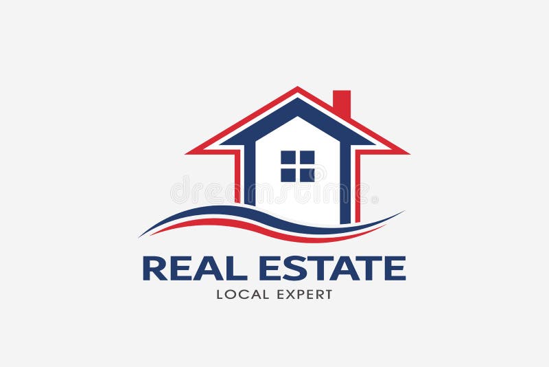 Real Estate House Red and Blue Logo Stock Vector - Illustration of ...