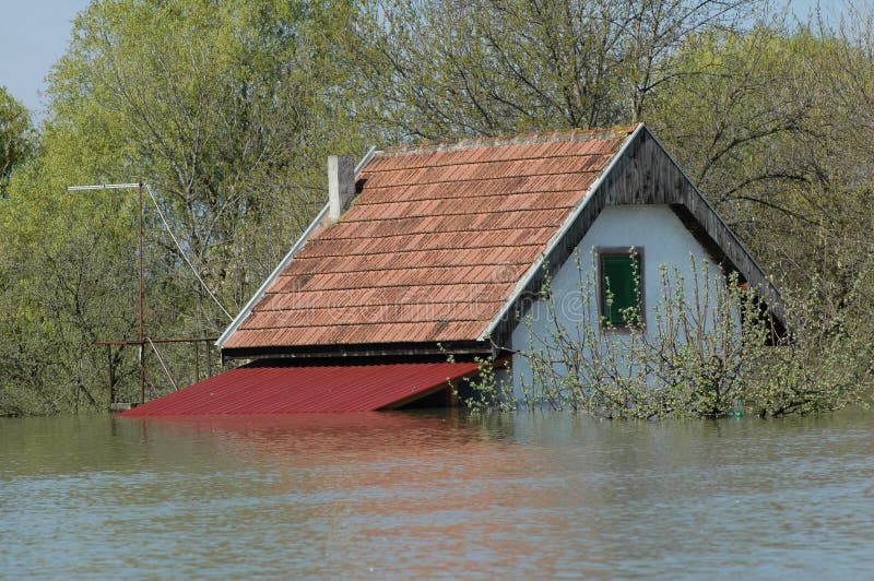 House Immersed in the Flood Stock Photo - Image of tragedy, disaster ...
