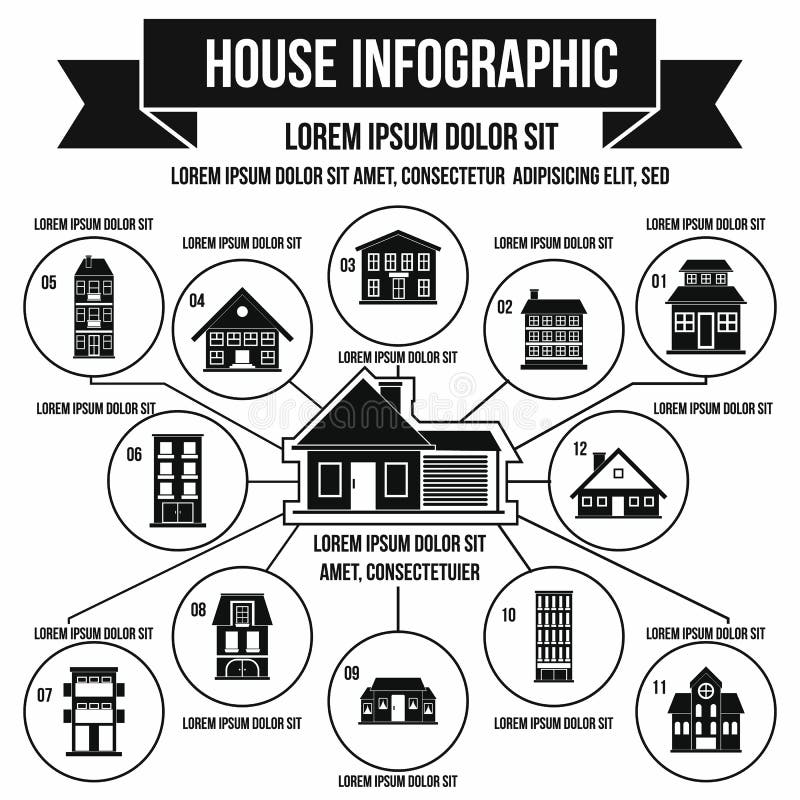 House Infographic Elements, Simple Style Stock Illustration ...