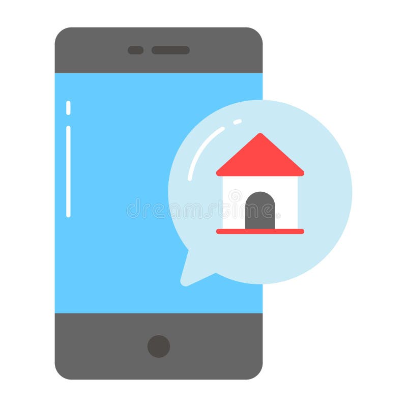 House Inside Chat Bubble with Mobile Vector of Property Message Stock ...