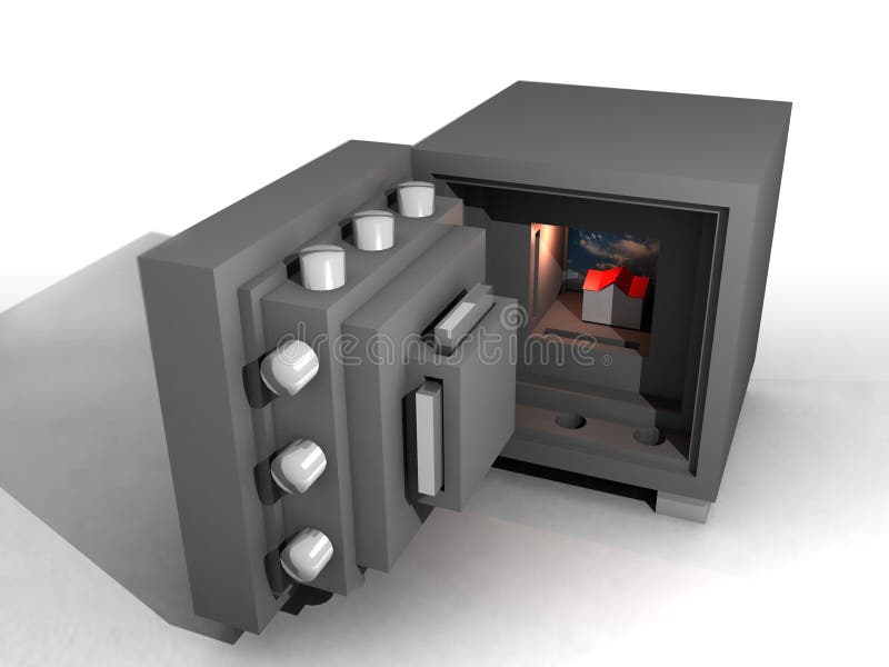 House inside open safe stock illustration. Illustration of house - 5371767