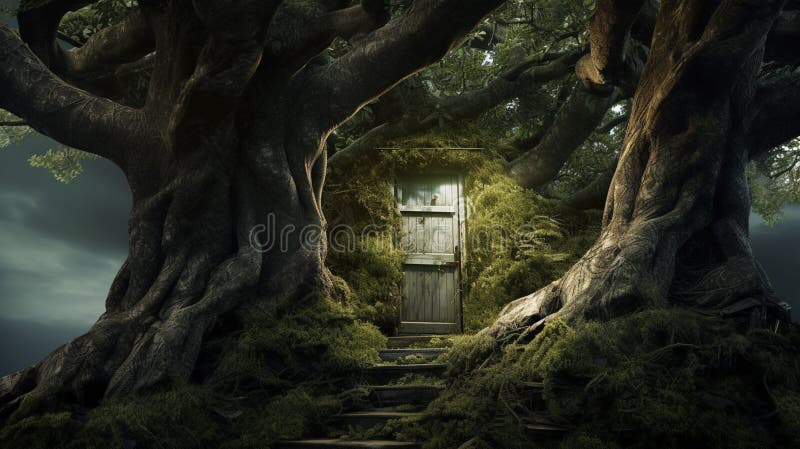 House Inside Tree. Deep in a Distant, Mysterious Forest an Enchanting ...