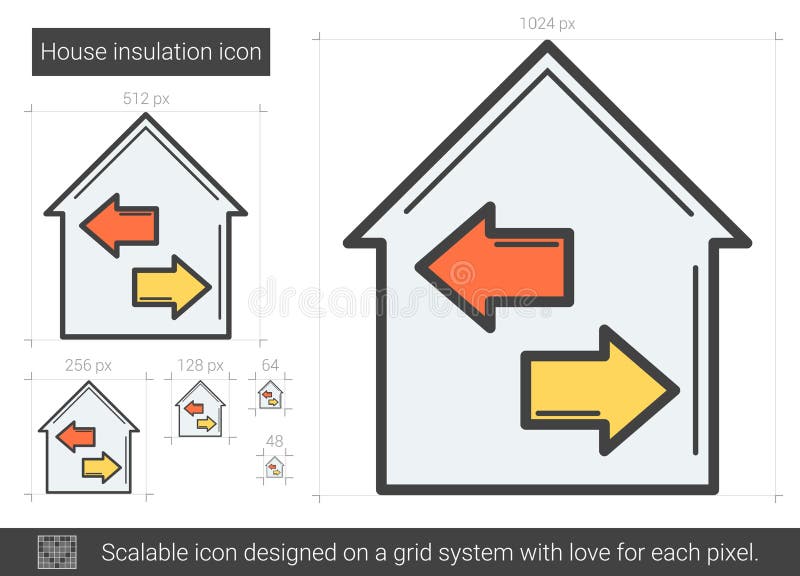 House Insulation Line Icon. Stock Vector - Illustration of property ...