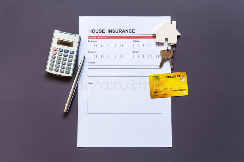 House Insurance Form with Model and Policy Document Stock Image - Image ...