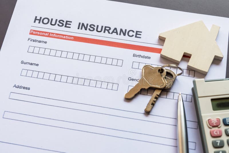 House Insurance Form with Model and Policy Document Stock Photo - Image ...