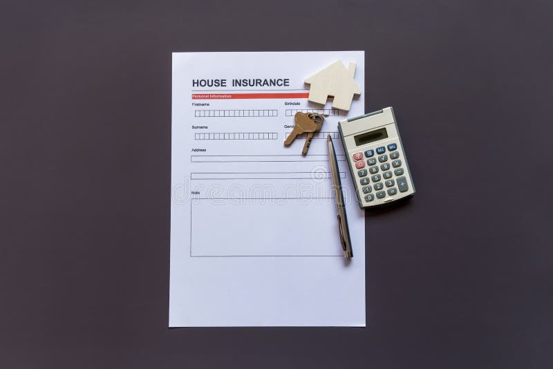 House Insurance Form with Model and Policy Document Stock Image - Image ...