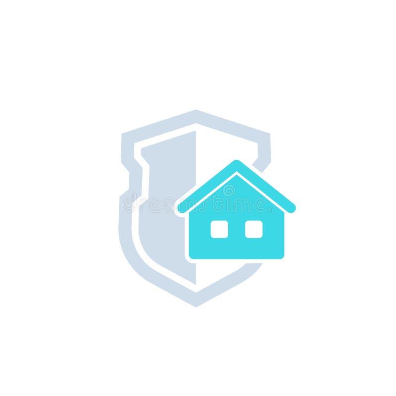 House Insurance Icon with Shield and Home Stock Vector - Illustration ...