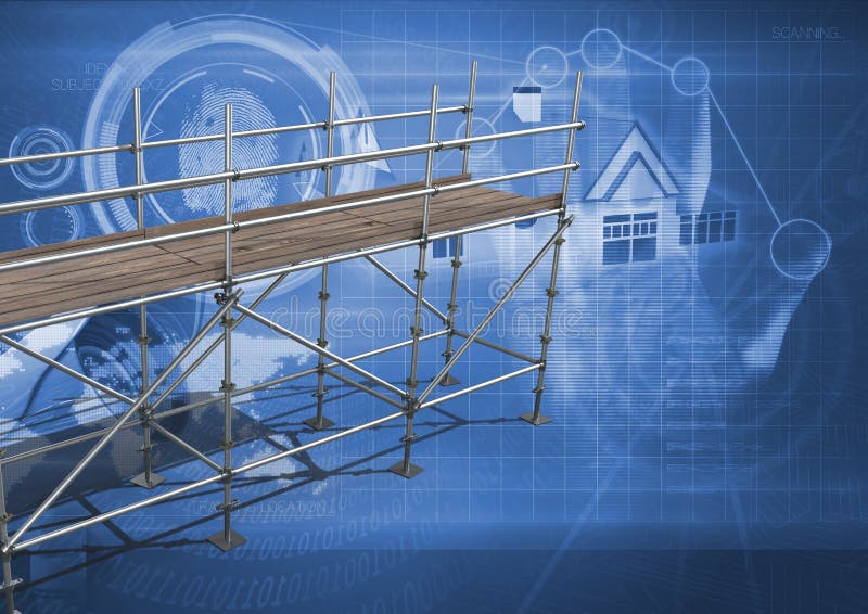 House Interface with 3D Scaffolding Stock Illustration - Illustration ...