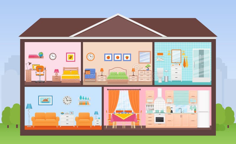 Cartoon Rooms House Stock Illustrations – 527 Cartoon Rooms House Stock ...
