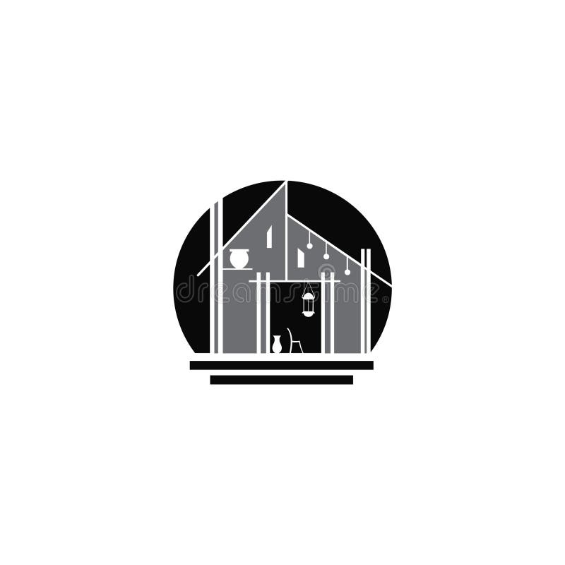 House Interior Logo Design Abstract Line Circle Vector Illustration ...