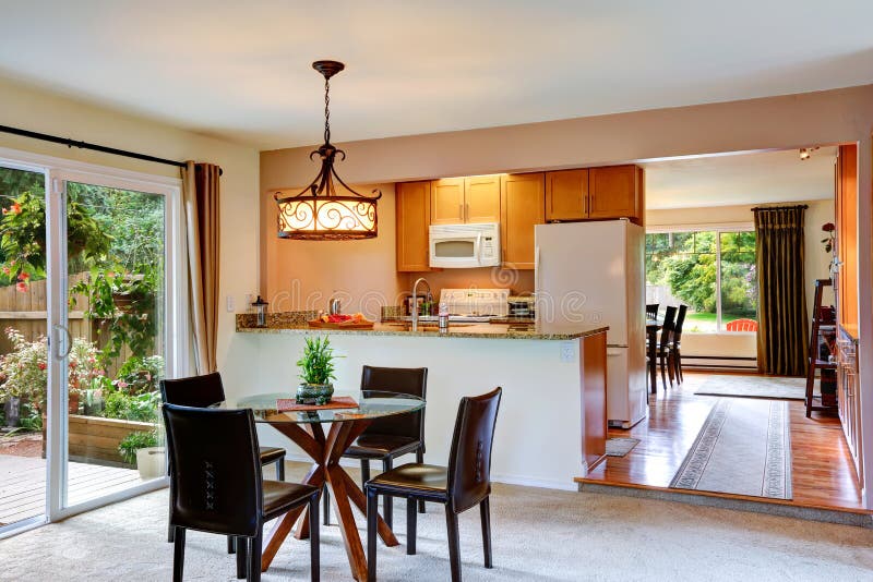 House Interior with Open Floor Plan. Kitchen with Dining Area Stock ...