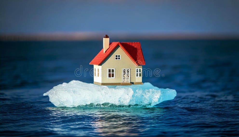 A House Isolation on Ice: Climate Change Threatens Stock Illustration ...