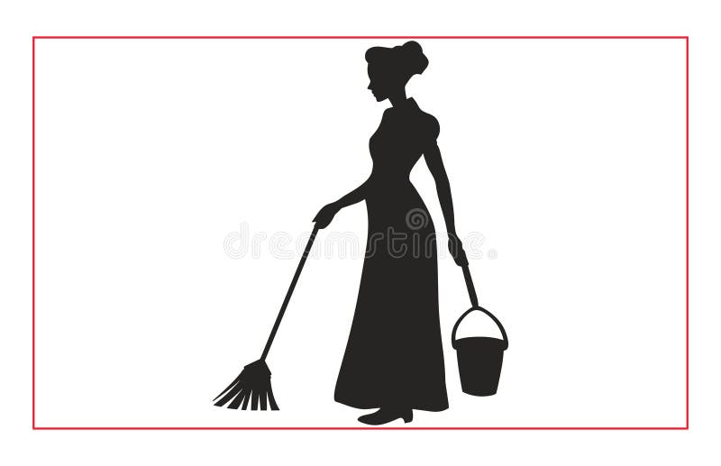 House Keeper Vector Silhouette, Cleaning Silhouette Maid Stock Vector ...