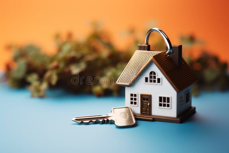 A House Key Attached To a Charming House Shaped Keychain, Unlocking ...