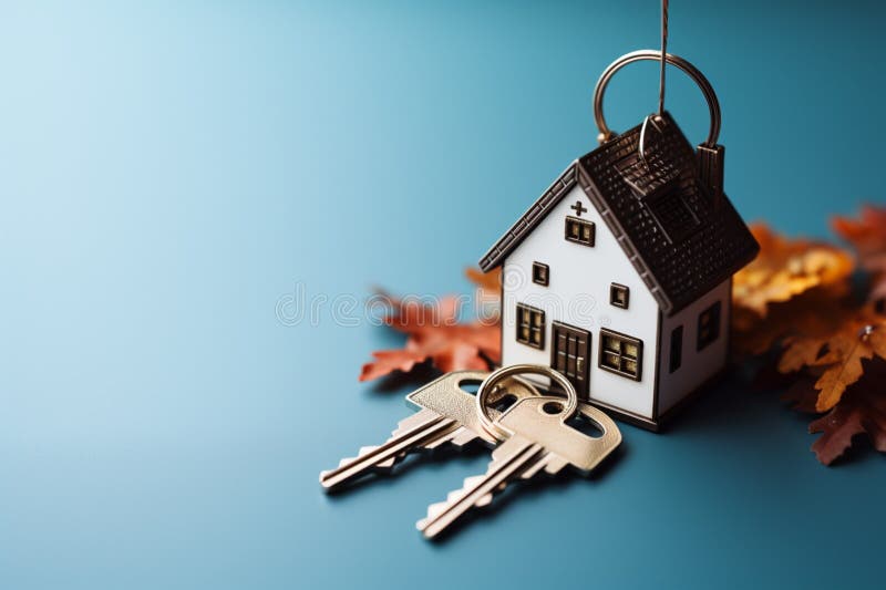 A House Key Attached To a Charming House Shaped Keychain, Unlocking ...