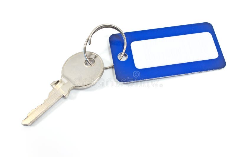 House key with blue tag stock photo. Image of securities - 47466654