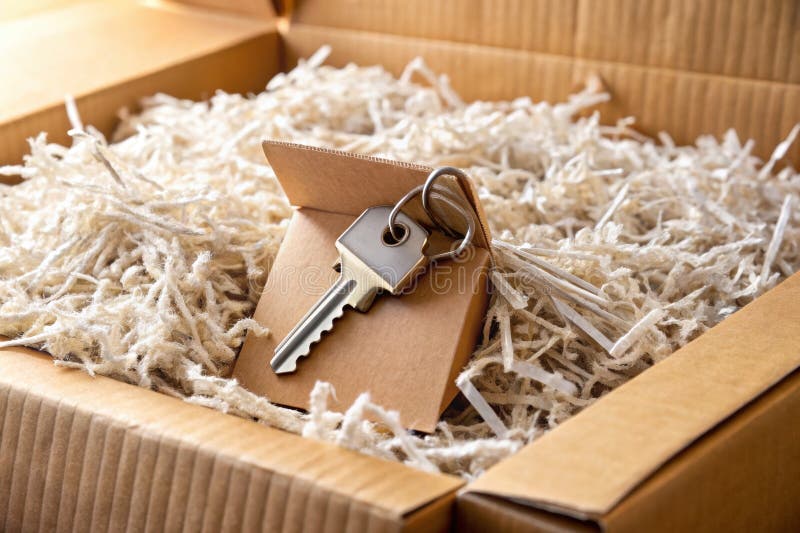 House Key on Cardboard in Environmentally Friendly Packaging Concept ...