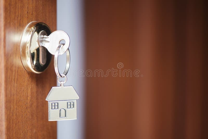House key in the door stock photo. Image of door, business - 93337354