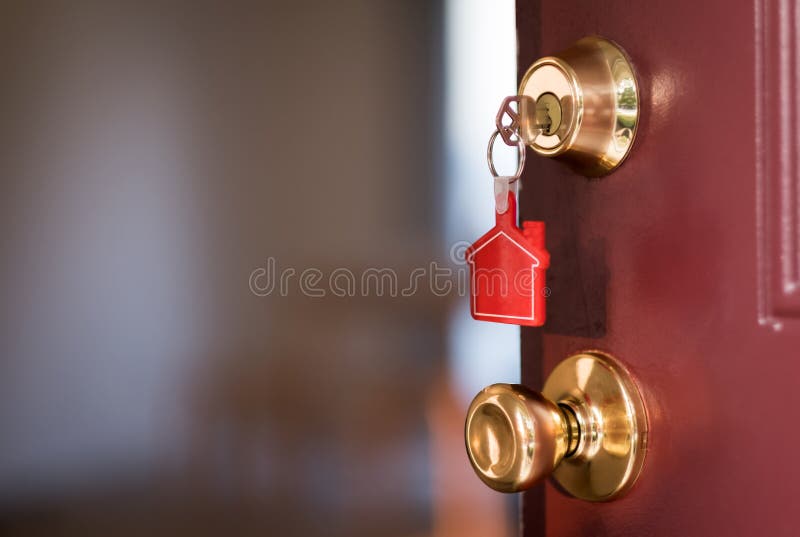 House Key in the Door Opening into Apartment Stock Photo - Image of ...