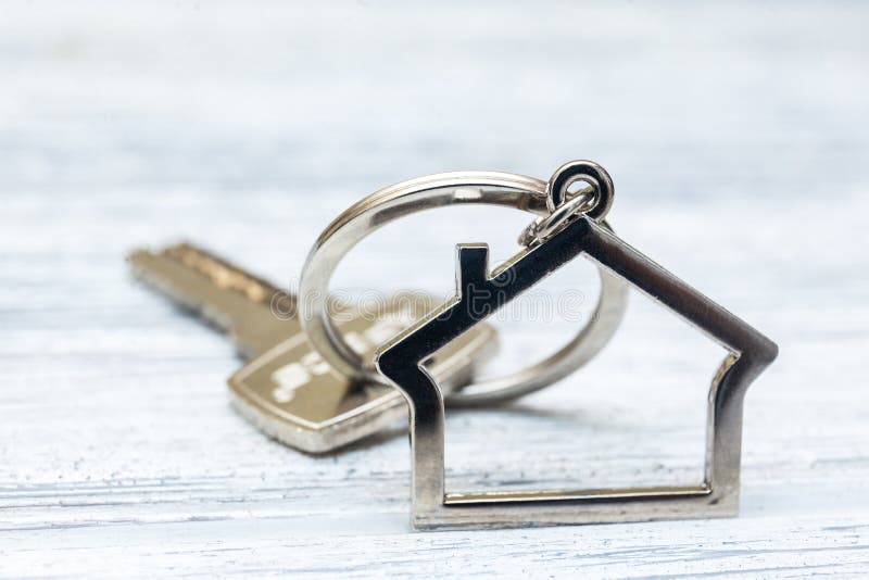 House Key with House Figure on Background Stock Image - Image of ...