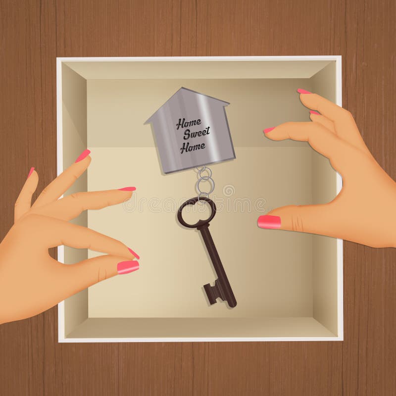 House key in the gift box stock illustration. Illustration of life ...