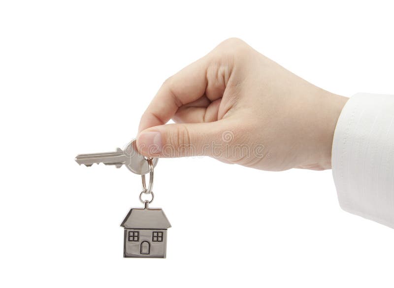 House Key in Hand Isolated on White Stock Photo - Image of macro, path ...