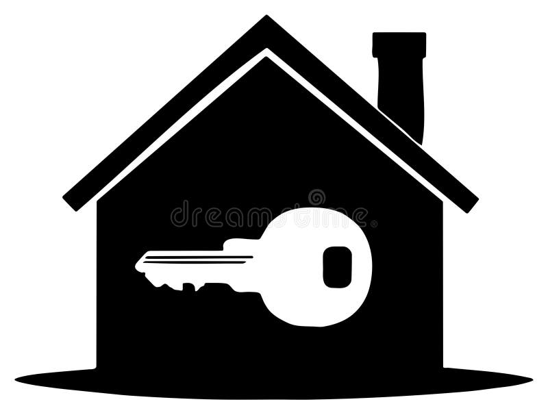 House and Key Icon in Black. Generative AI Stock Illustration ...