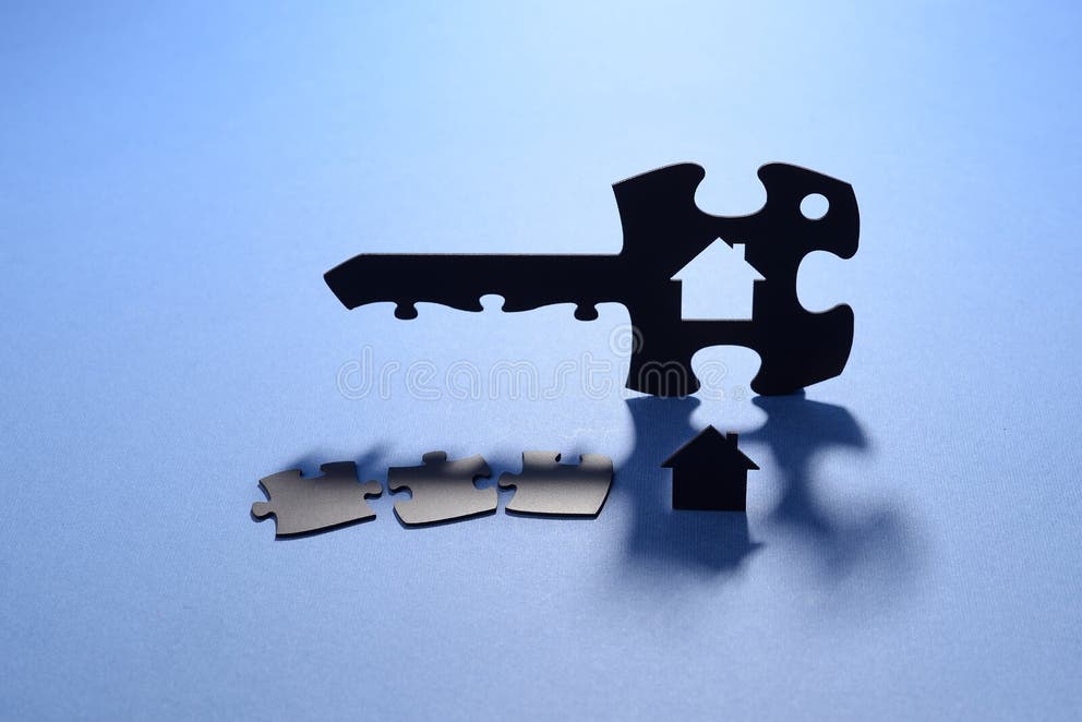 House Key with Jigsaw Puzzle Code Stock Image - Image of game, last ...