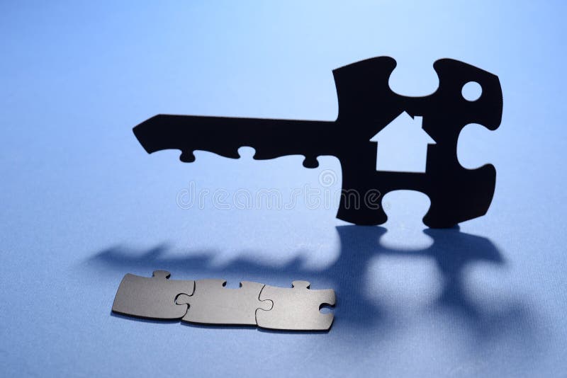 House Key with Jigsaw Puzzle Code Stock Image - Image of connect, order ...