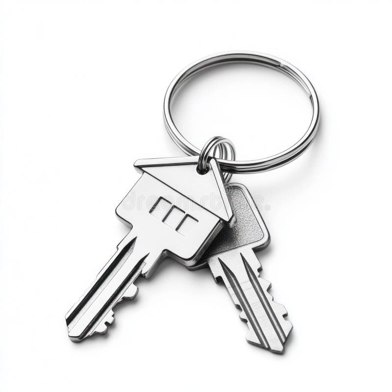 House Key with Keychain on White Background Stock Illustration ...