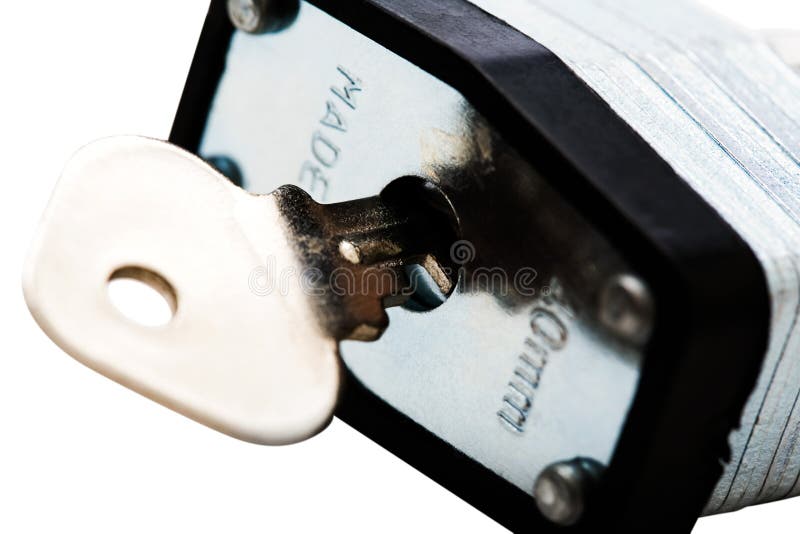House key in lock stock photo. Image of isolated, hole - 28671860
