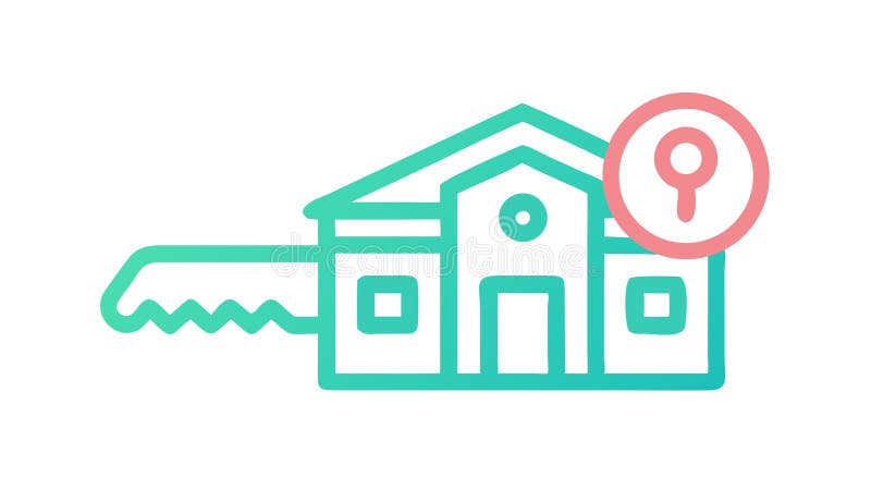 House with Key and Lock Icon Home Security Graphic, Vector Design ...
