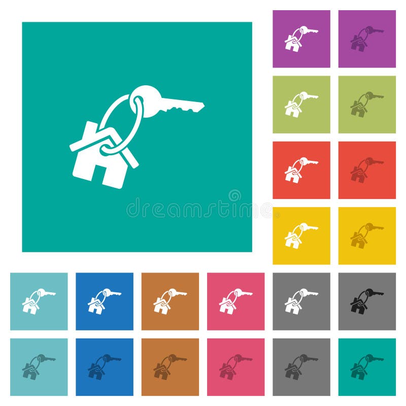 House Key Square Flat Multi Colored Icons Stock Vector - Illustration ...